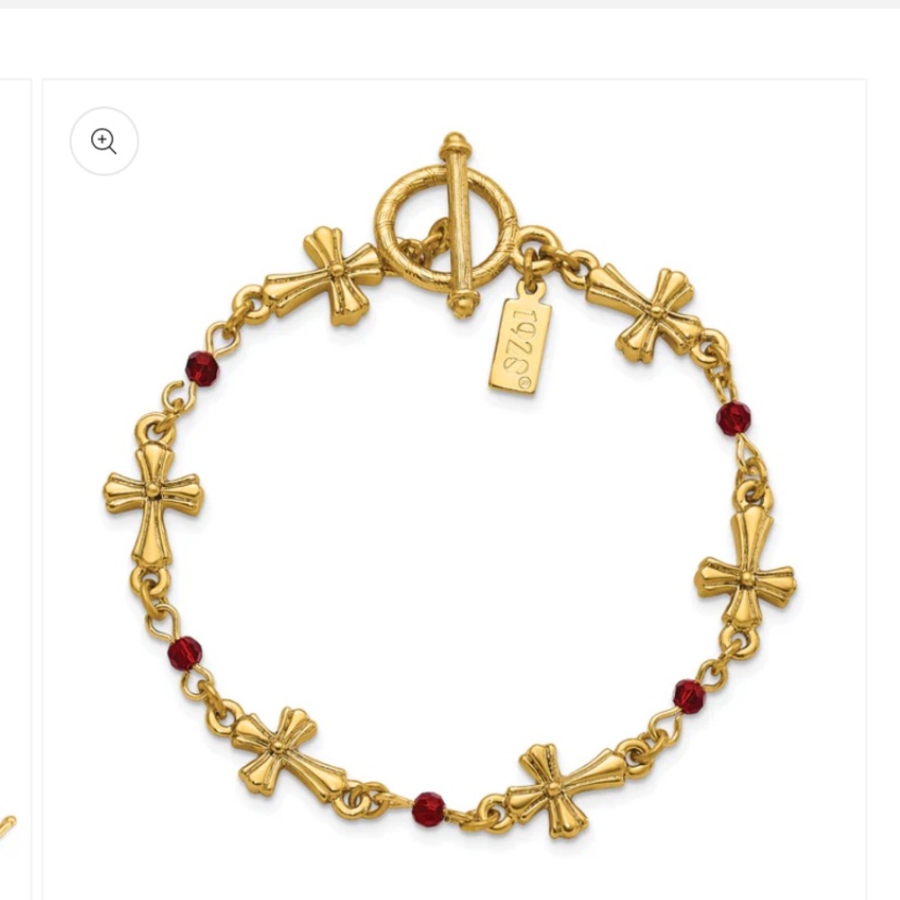 1928 Symbols Of Faith 14k Gold Dip Cross Link Red Cry… - Gem